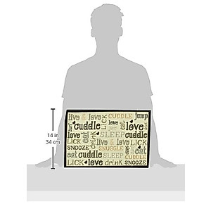 PetRageous 10218 Cuddles Tapestry Dog and Cat Non-Skid Machine Washable Placemat for Pet Feeding Areas with Rubber Backing 13-Inch by 19-Inch for Dogs and Cats, Multi-Colored, Off-White