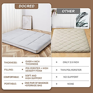 DoCred Twin Size Futon Mattress, Extra Thick Foldable Japanese Floor Mattress Memory Foam Sleeping Pad for Adults - Roll Up Mattress Tatami Mat Folding Sleeping Pad Breathable Floor Lounger Guest Bed