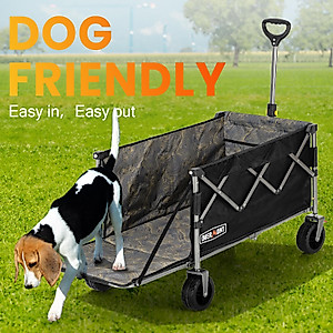 Overmont 200L Foldable Wagon Cart - 49.2" Extended Heavy Duty Collapsible Folding Utility Wagon with All-Terrain Big Wheels for Outdoor Camping Sports Garden Beach Grocery - 300lbs Support