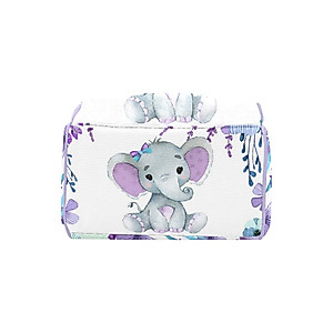 Elephant Purple Personalized Diaper Bag Backpack Tote with Name,Custom Travel Nappy Mommy Bag Backpack