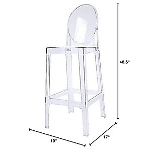 2xhome Transparent Ghost bar Stool, 30 inches, Clear,1 piece