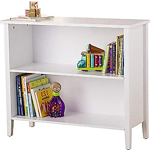 Kings Brand Furniture - 2-Shelf Wooden Bookcase Bookshelf Display Storage and Organizer, White