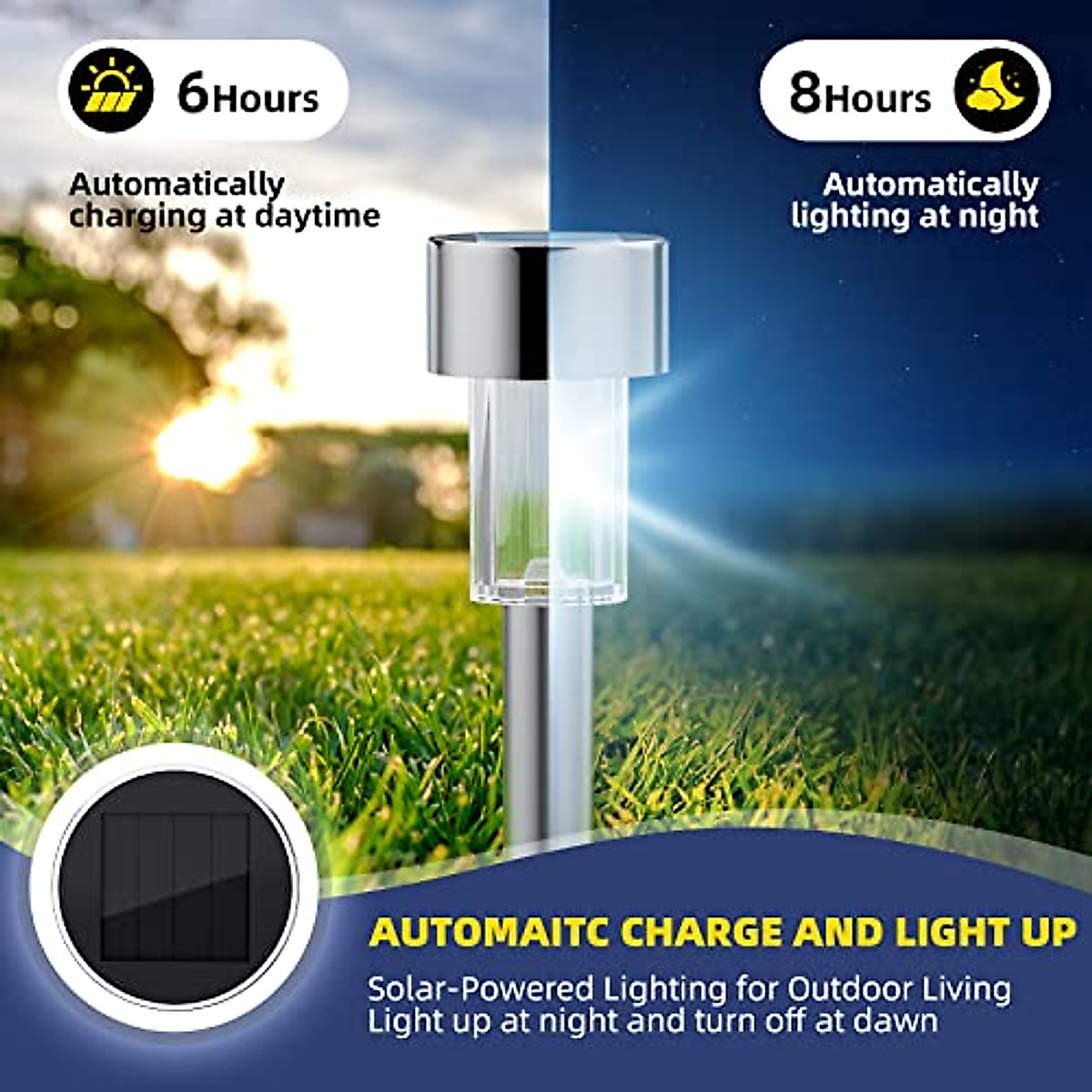 Cvosua Solar Outdoor Lights 12 Pack, Waterproof Outdoor Lights, Solar Garden Lights, Solar Powered Landscape Lighting for Pathway, Patio, Yard, Lawn, Walkway, Deck and Driveway