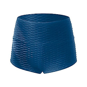 Cut Out Yoga Shorts For Women High Waist Scrunch Booty Hot Pants Gym Workout Active Butt Lifting Short Leggings (Blue,Small)