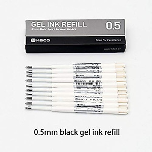 Kaco G2 Gel Ink Refills for Retractable Gel Pens, Fine Point(0.5mm), Pack of 10 (Black)