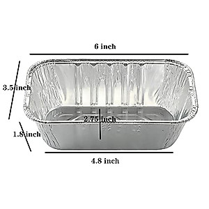 Waytiffer 50 Pack 1Lb mini Loaf Pans Heavy Duty Disposable Aluminum Foil Bread Tins Standard Size - 6" X 3.5" X 2.5" Oven Safe Sturdy Small Bread Tin Pans-1 Pound Loaf Pans