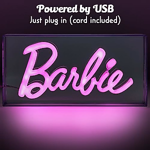 Paladone Barbie Logo LED Neon Pink Sign, Licensed Barbie Merchandise and Barbiecore Room Decor
