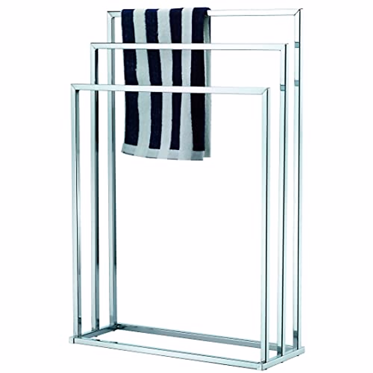 Freestanding Towel Rack, 3 Tier Metal Towel Bar Stand, Silver-Tone Chrome Plated by Madison Home Products