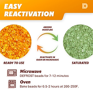 Dry & Dry" [1 Quart Premium Orange Indicating Silica Gel Desiccant Beads(Industry Standard 3-5 mm) - Rechargeable Silica Gel Beads(2 LBS)