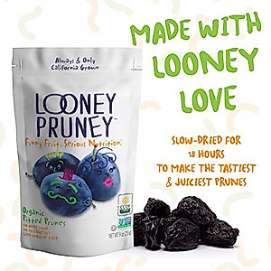 Looney Pruney Organic Pitted Dried Prunes for the Entire Family | Always California-Grown | Kosher | No Added Sugar & No Preservatives (6 pack)