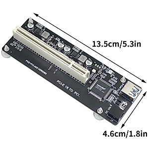 PCIe to PCI Adapter Card,PCI Express x1 to PCI Single/Double Converter,PCI-e Extender Card with USB3.0 Cable for Desktop Sound Card (PCIe to Single PCI Slot)