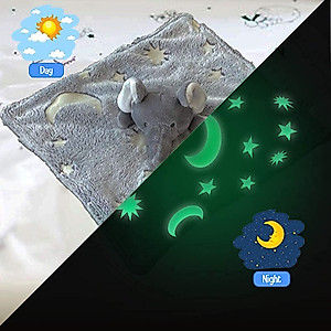 Believe BigDreams Loveys for Babies Girls - Baby Stuffed Animals for Newborn Boy - Grey Polyester Baby Security Blanket Stuffed Elephant for Baby Glows in The Dark…
