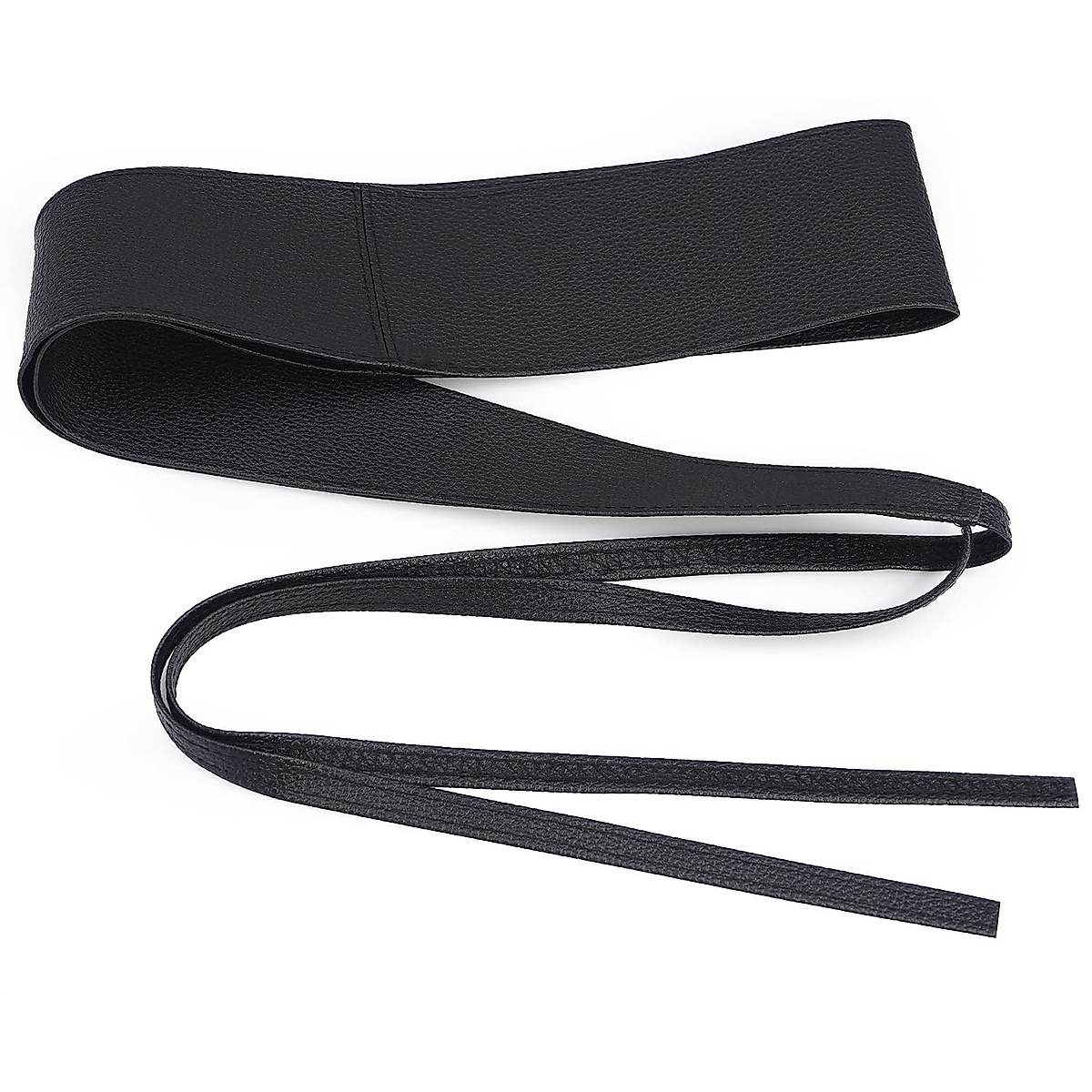 HIQUACC Lace-up Waist Belt Faux Leather Corset Belt Tie Wrap Bowknot Waistband for Women (Black M)