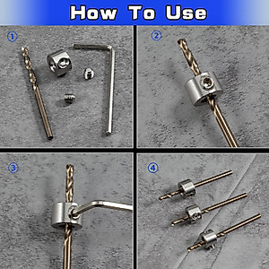 LEONTOOL 12 Pcs 3-16mm Drill Bit Depth Stop Collar Set 304 Stainless Steel Drilling Limit Ring Drill Bit Stop Collar Set Stop Bit Collar Set Drill Tool with Hex Wrenches and Storage Box