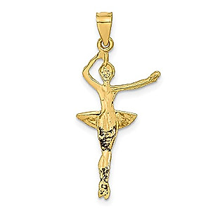 IceCarats 14K Yellow Gold Ballerina Slippers Necklace Ballet Pointe Shoe Charm Dancer Pendant 33mm x 15mm Only