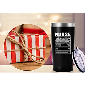 AMZUShome Nurse Nutritional Facts Mug.Nurses Week,Nurse Practitioner,Nurse Appreciation,Nursing School Graduation Gifts.Birthday,Christmas Gifts for Nurse Tumbler(20oz Black)