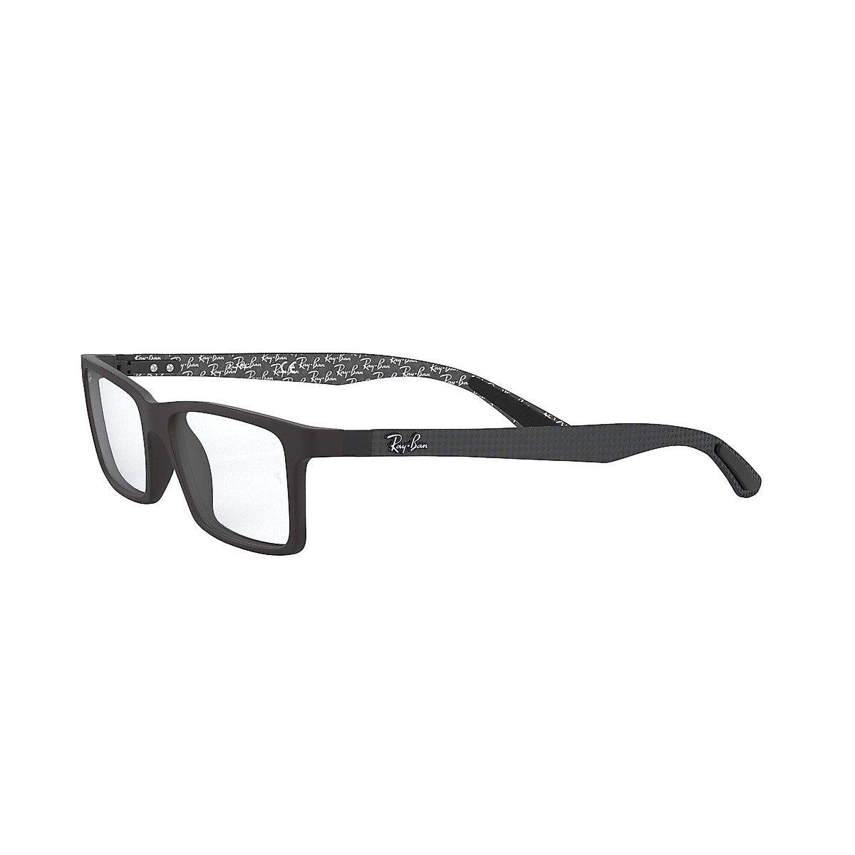 Ray-Ban RX8901 Rectangular Prescription Eyeglass Frames, Demi Gloss Black/Demo Lens, 53 mm