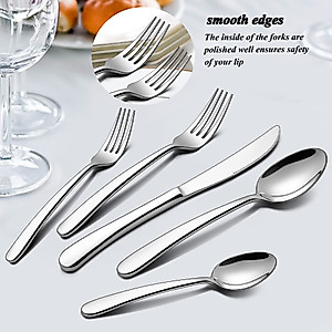 LIANYU 60-Piece Heavy Duty Silverware Set, Stainless Steel Flatware Cutlery Set for 12, Heavy Weight Eating Utensils Set for Home Restaurant Wedding, Dishwasher Safe, Mirror Polished