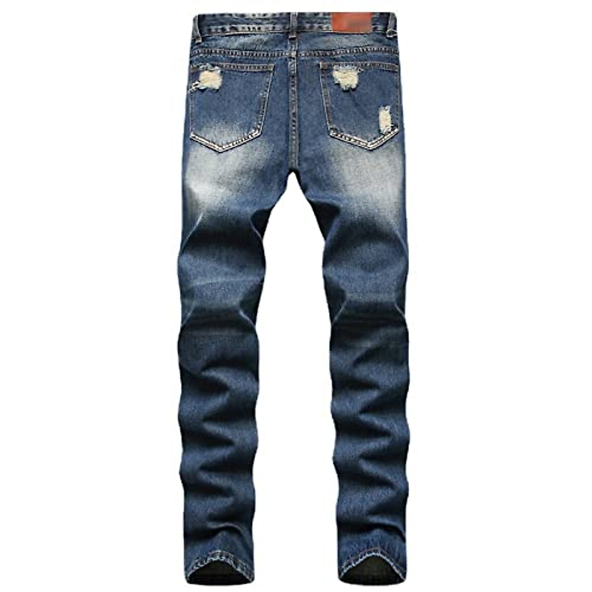 Men's Casual Ripped Jeans Distressed Slim Fit Straight Leg Denim Pants Classic Destroyed Washed Jean Trousers (Blue 1,38)
