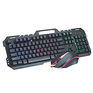 Feilx Mechanical Keyboard and Mouse Combo RGB Gaming 104 Keys Blue Switches Wired Wired Luminous Metal USB Waterproof Gaming Office Use (Color : A)