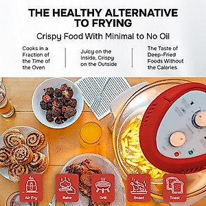 Big Boss 16Qt Large Glass Air Fryer Non Toxic – Large Halogen Oven Cooker with 50+ Air Fryers Recipe Book for Meals for Entire Family, Healthier Oil-Free Crispy Foods As Seen on TikTok