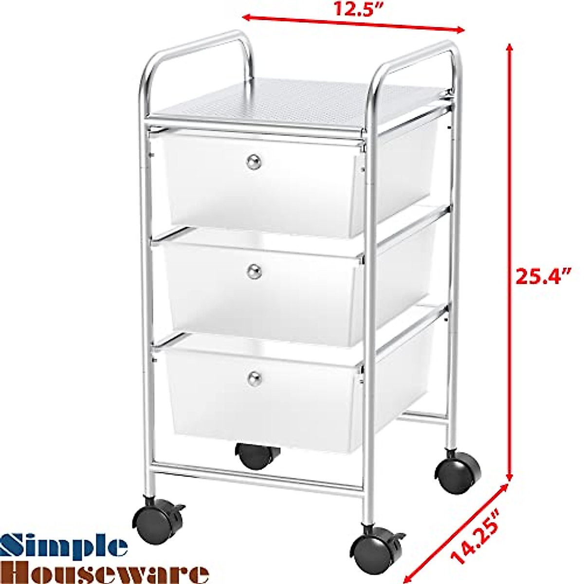 SimpleHouseware Utility Cart with 3 Drawers Rolling Storage Art Craft Organizer on Wheels
