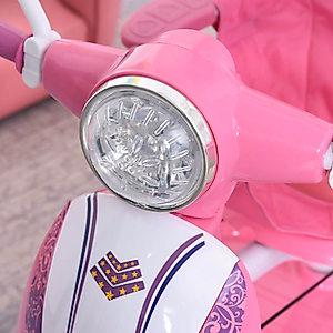 Qaba Children Ride-On Moped Tricycle with a Stylish Design & Interactive Music & Lighting Functions Pink