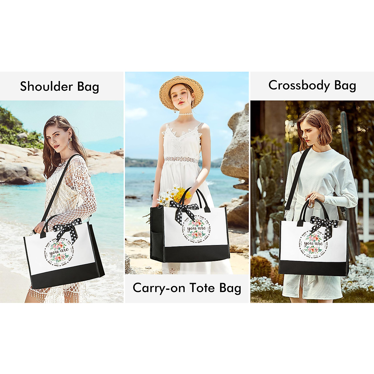 Christian Gifts for Women Faith, Inspirational Religious Gifts for Women, Catholic Spiritual Gifts Mothers Day Birthday Gifts for Women Mom Sister Best Friends Coworkers - Canvas Tote Bag & Makeup Bag