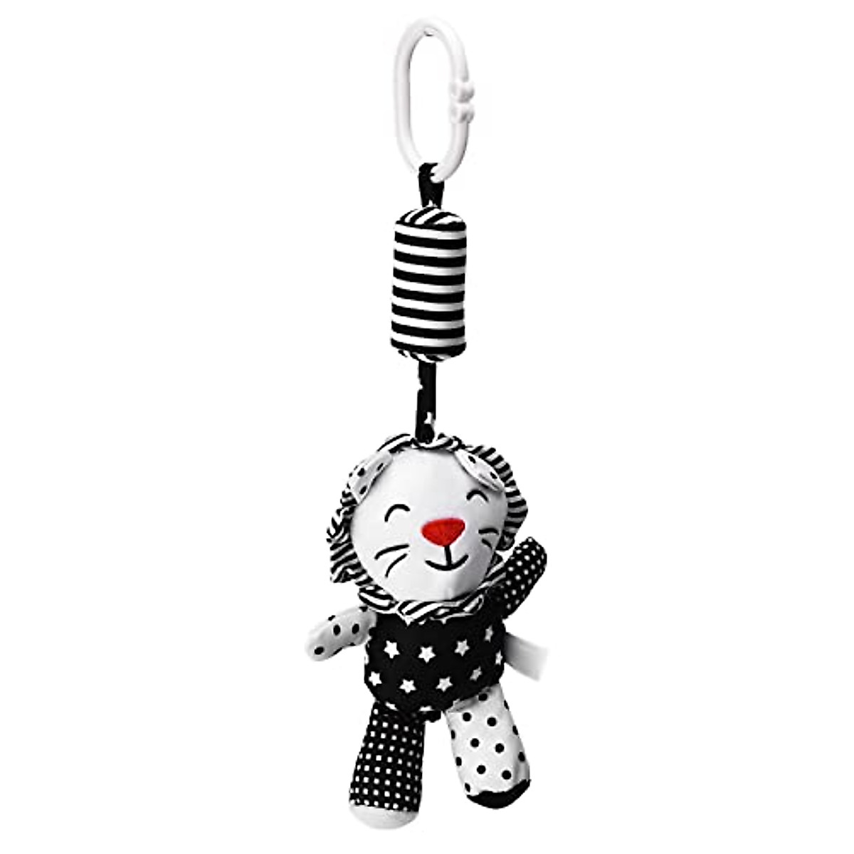 Baby Hanging Rattle Toys, Black and White Stripe Stroller Plush Wind Chimes Toys for Infants Car Bed Crib(Black and White Striped Lion Pendant)