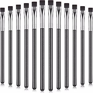 Nuogo 12 Pieces Flat Eyeliner Eyebrow Concealer Brush Flat Definer Eyebrow Brush Firm Stiff Thin Synthetic Bristle Concealer Brush Eyeliner Brush Applicator with Gel Powder Cream Cake Makeup for