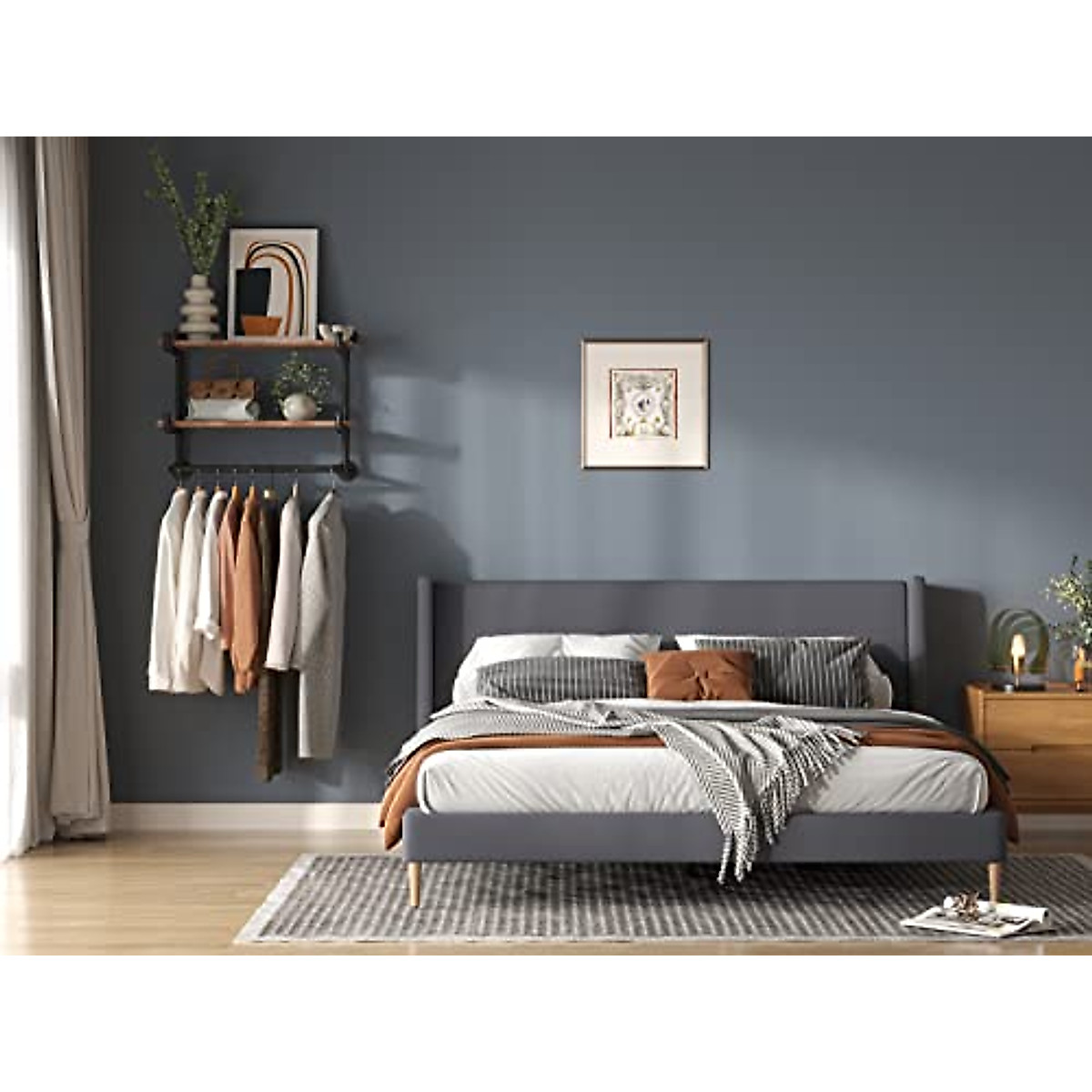 TEDIDUWA 30in Industrial Pipe Clothing Rack,2-Tier Wall Mounted Clothes Rack, Pipe Clothing Rack with Shelf, Wall Hangers for Clothes, for Bedroom, Laundry, Living Room, Retail Store