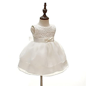 Coozy Toddler Baby Girl Dress Princess Christening Baptism Gowns Pageant Bow Formal Dresses (Ivory, 12M/12-15months)