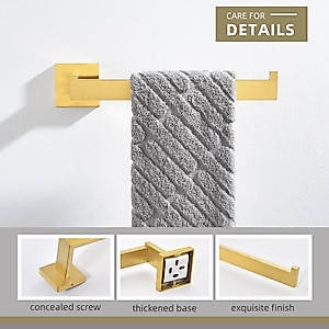 Angle Simple Hand Towel Holder, SUS 304 Stainless Steel Bathroom Towel Hanger Rack for Wall, Brushed Gold, 10.24 Inches