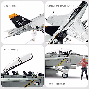 NUOTIE F/A-18F Super Hornet 1/72 Metal Airplane Model Kits with Stand VFA-103 Jolly Rogers Diecast Alloy Attack Jet Replica PreBuild Military Aircraft Collection for Display or Gift