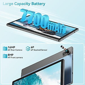 Headwolf Android 12 Tablet 2 in 1 10 Inch Tablet with Keyboard, 12GB+128GB Octa Core Android Tablet with Case Mouse Stylus, 7700mAh Battery, 16MP Camera, WiFi, Bluetooth 5.0, GPS (Blue)