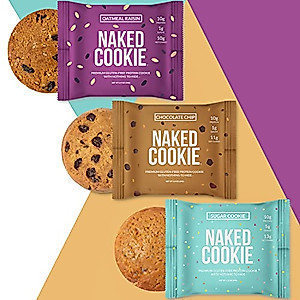 Naked Chocolate Chip Protein Cookies - Premium Gluten-Free High Protein Cookies, Only 1G Sugar, 6G Fiber, No Artificial Sweeteners, Soy Free, No GMOs - 12 Pack