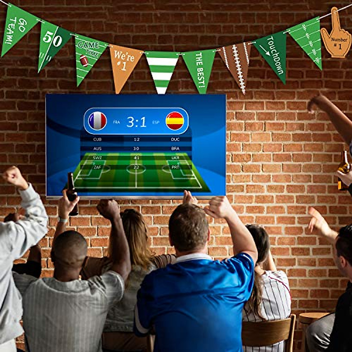 Sport Theme Football Flags Banners Decoration American Football Flags Banner Football Party Sign Decorations for Happy Birthday Party Pennant Banner for Olympics, Bar, Sports Clubs, 7.87 x 5.5 Inch