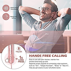 KLOKOL Bluetooth Headphones Neckband V5.0 Wireless Headset Sport Earbuds w/Mic Cordless Noise Canceling Earphones 15Hrs Playtime for Gym Running Compatible with iPhone Samsung Android (Rose Gold)