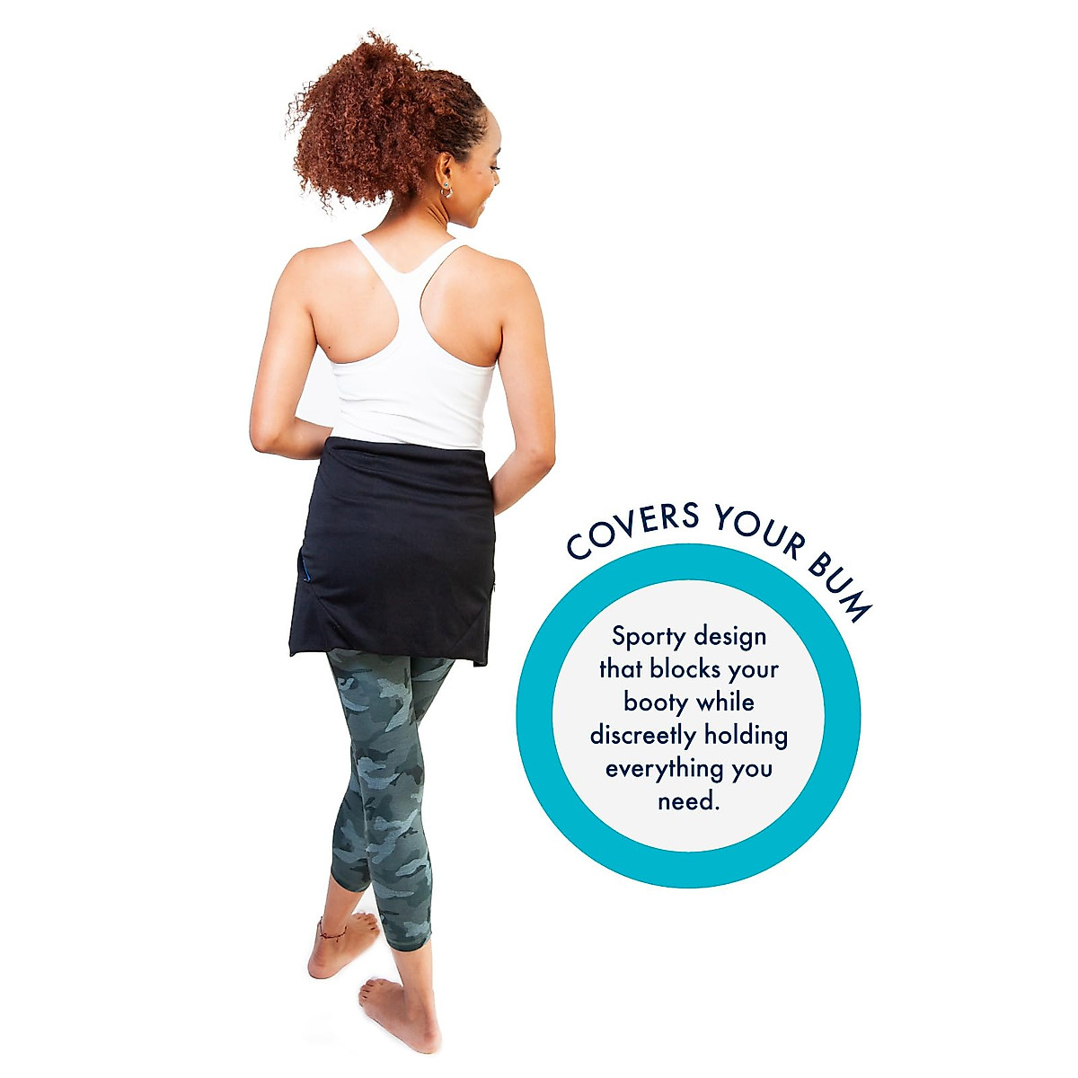 BootyWrap Modern Fanny Pack by Invisibelt - Slimming Wrap for Women with Zipped Pocket Storage to Carry Essentials for Walking, Running, Outdoors (Black, Medium)