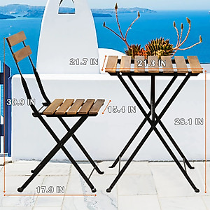 FDW Outdoor Furniture Set Small Patio Table and Folding Chairs for Lawn Balcony Backyard Yard Bistro Apartment Nature