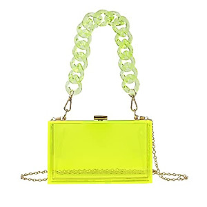 Bellawish Women Acrylic Box Evening Bags Transparent Crossbody Clear Clutch Shoulder Bag Wedding Bridal Purse for Parites Prom (Yellow)
