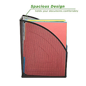 Mind Reader Jumbo Metal Mesh File Organizer 2-Pack, Magazine Holder, Office Desk Organizer, Documents Holder, Black