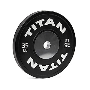 Titan Fitness 35 LB Black Elite Olympic Bumper Plate, Competition Weight Plates, Rubber with Steel Hub Insert, Sold Individually, For Olympic Weightlifting and Cross-Training Workouts