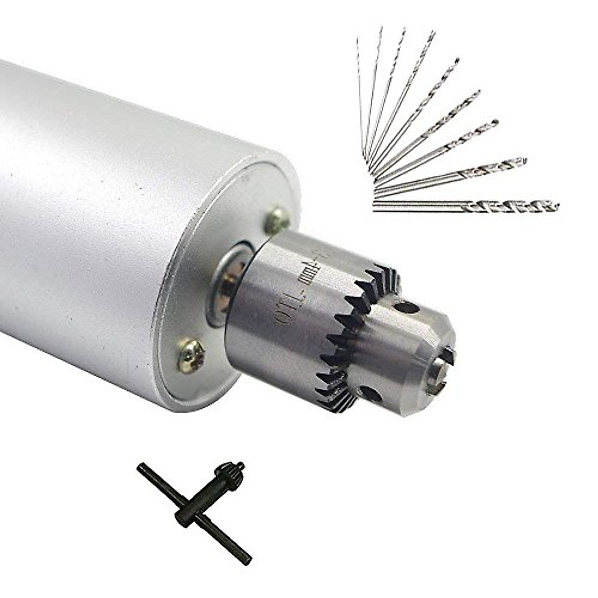 Eyech 0.3-4mm Micro Aluminum Portable Handheld Drill Mini Electric Hand Drill with 5A DC5V-12V Power Supply Control for DIY 10Pcs Drill Bits Included