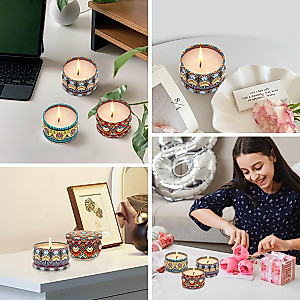 3 Pack Home Scented Candles - Strong Lavender, Bluebell & Mandarin Candle, 2.5 Oz, 100% Soy, Non-Toxic, Small Candle Set for Aromatherapy & Gifts, Prizes for Adults, Baby Shower Prizes