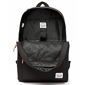 VASCHY School backpack, Lightweight Casual Classic Water-resistant School Rucksack Travel Backpack 15 inch Laptop Black