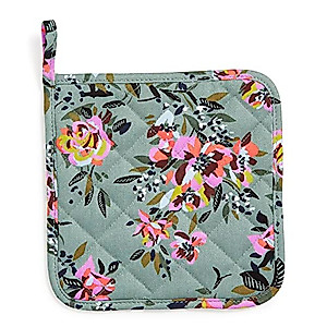 Vera Bradley Women's Cotton Pot Holder & Oven Mitt Set, Rosy Outlook, One Size