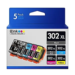 E-Z Ink (TM Remanufactured Ink Cartridge Replacement for Epson 302XL 302 T302XL T302 to use with Expression Premium XP-6000 XP6000 XP-6100 Printer (5 Pack)