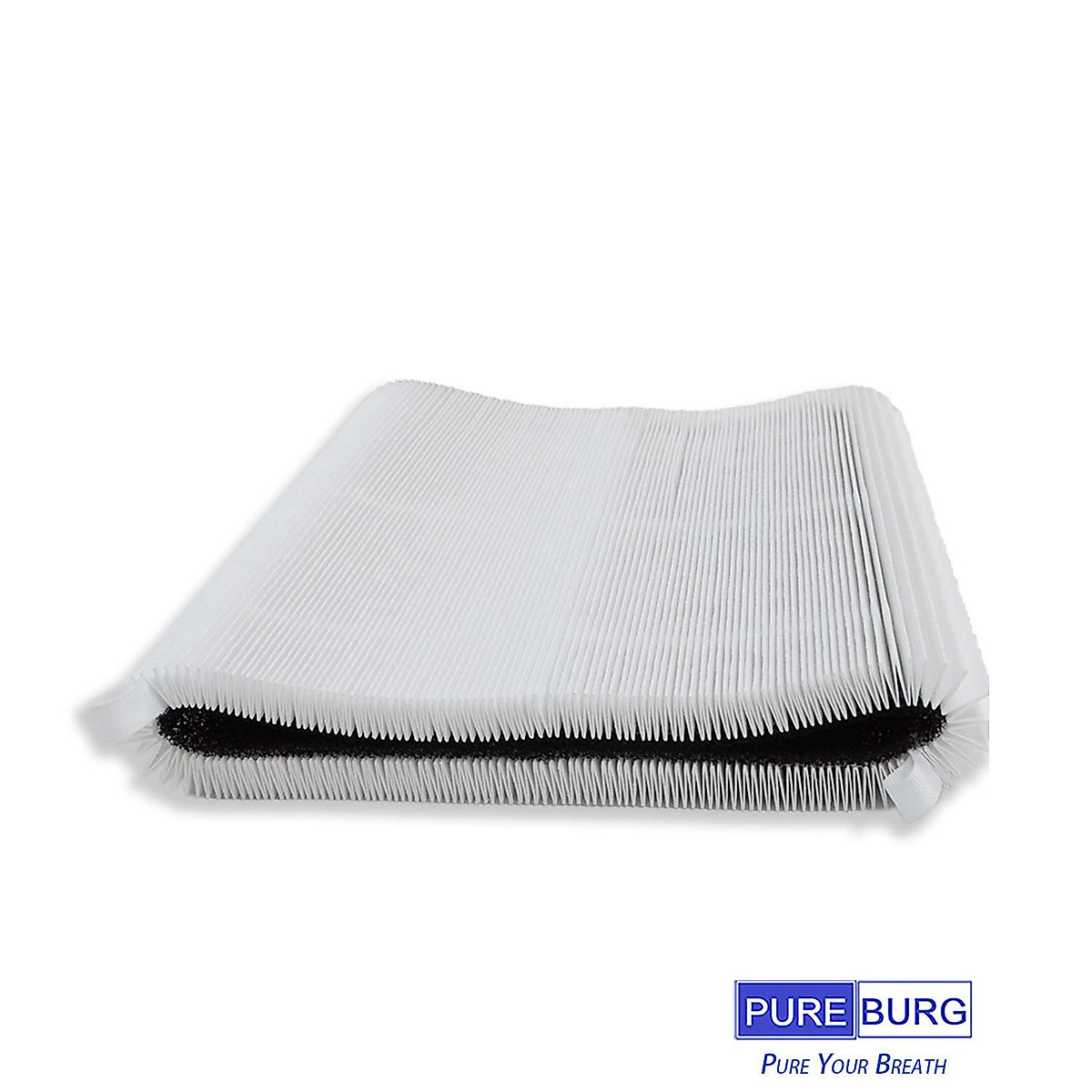 PUREBURG Blue Pure 411 True HEPA Replacement Filters Compatible with Blueair Blue Pure 411 Air Purifiers Part Number SF411PACF102174/100929,H13 Activated Carbon 2-IN-1 Air Clean,2-Pack