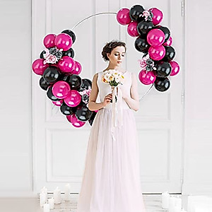 Balloons Black and Hot Pink, 50PCS Hot Pink Black Balloon Arch Kit, Hot Pink Latex Balloons For Birthday Decoration Wedding Baby Shower Engagement DIY Hula Hoop Balloons Arch Decoration Party Supplies